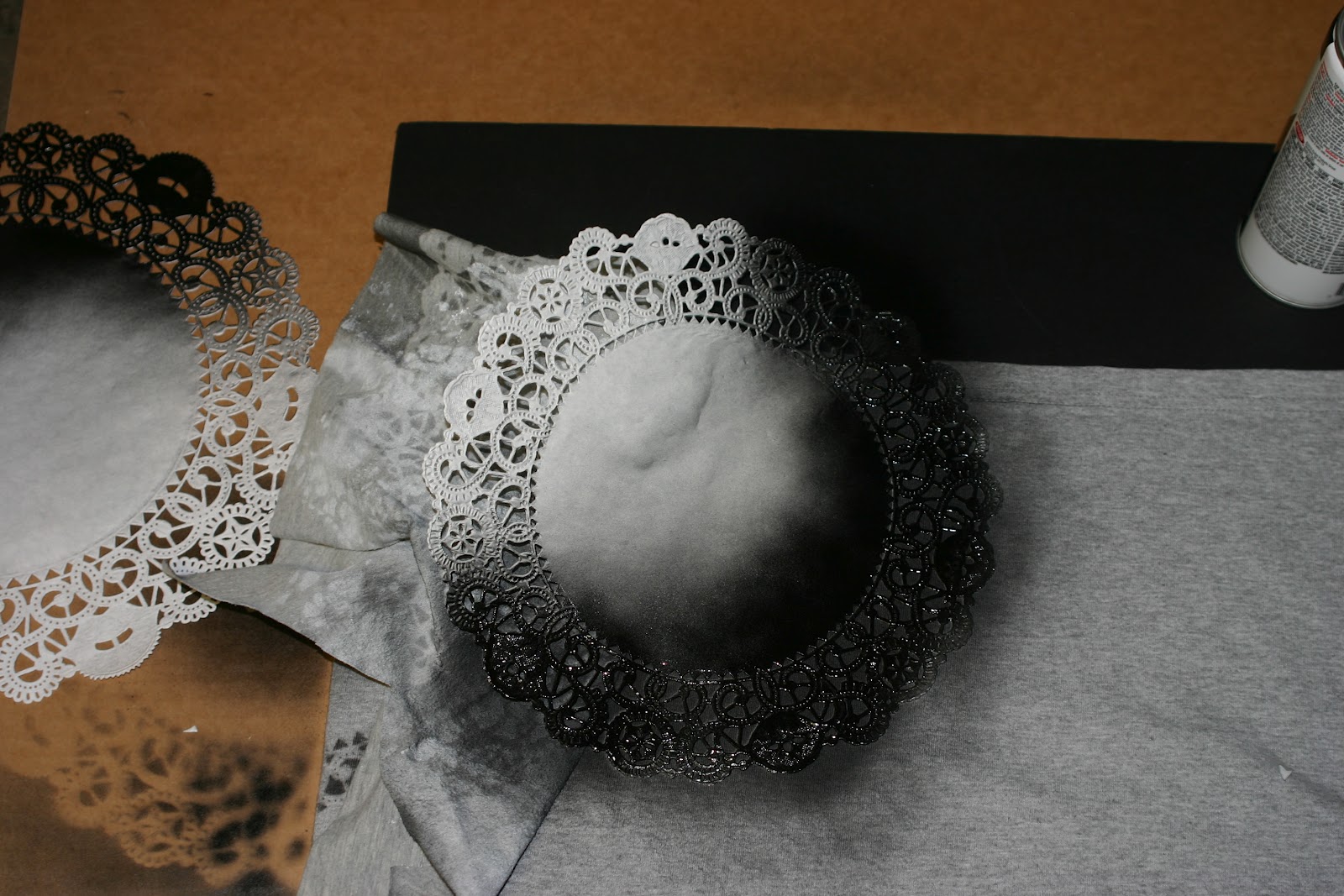 Atlas Findings: Spray Painted T-Shirt with Doilies