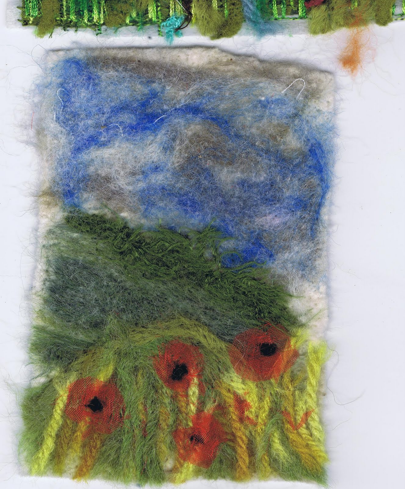 Fibre Art: Needle Felting Experiments - Yarn and slub