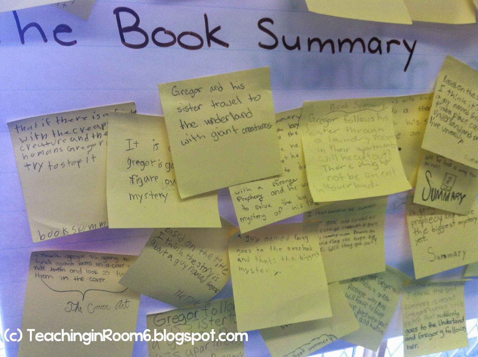 Previewing a Novel with Sticky Notes | Teaching in Room 6