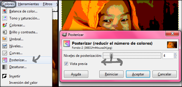 Ayuda con GIMP: Gimp: Brillo + Contraste y Posterizar