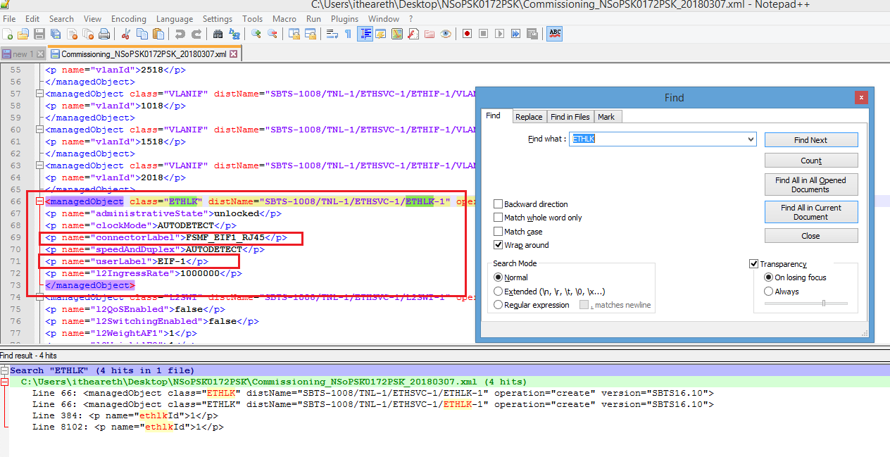 How to check Configuration in Commissioning File (XML file)