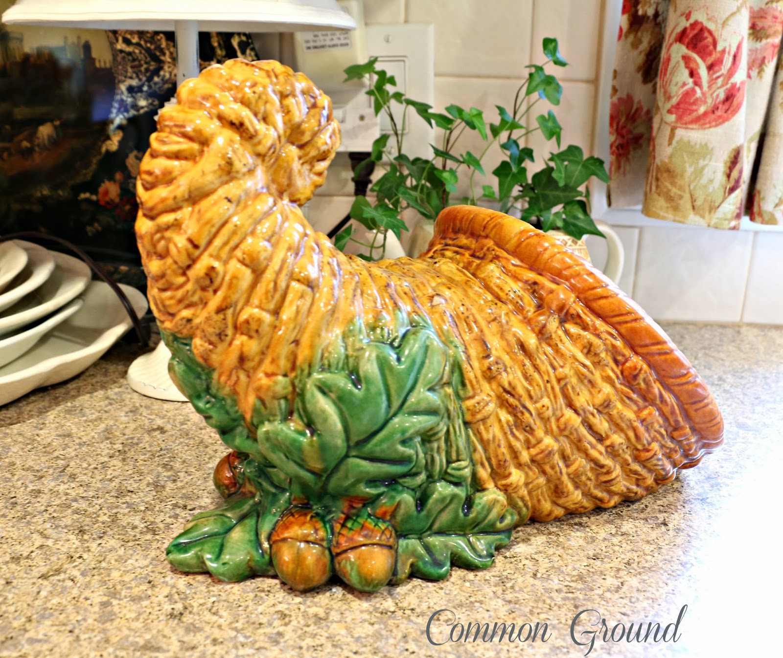 common ground : Painted Ceramic Cornucopia and a Thanksgiving Sunporch