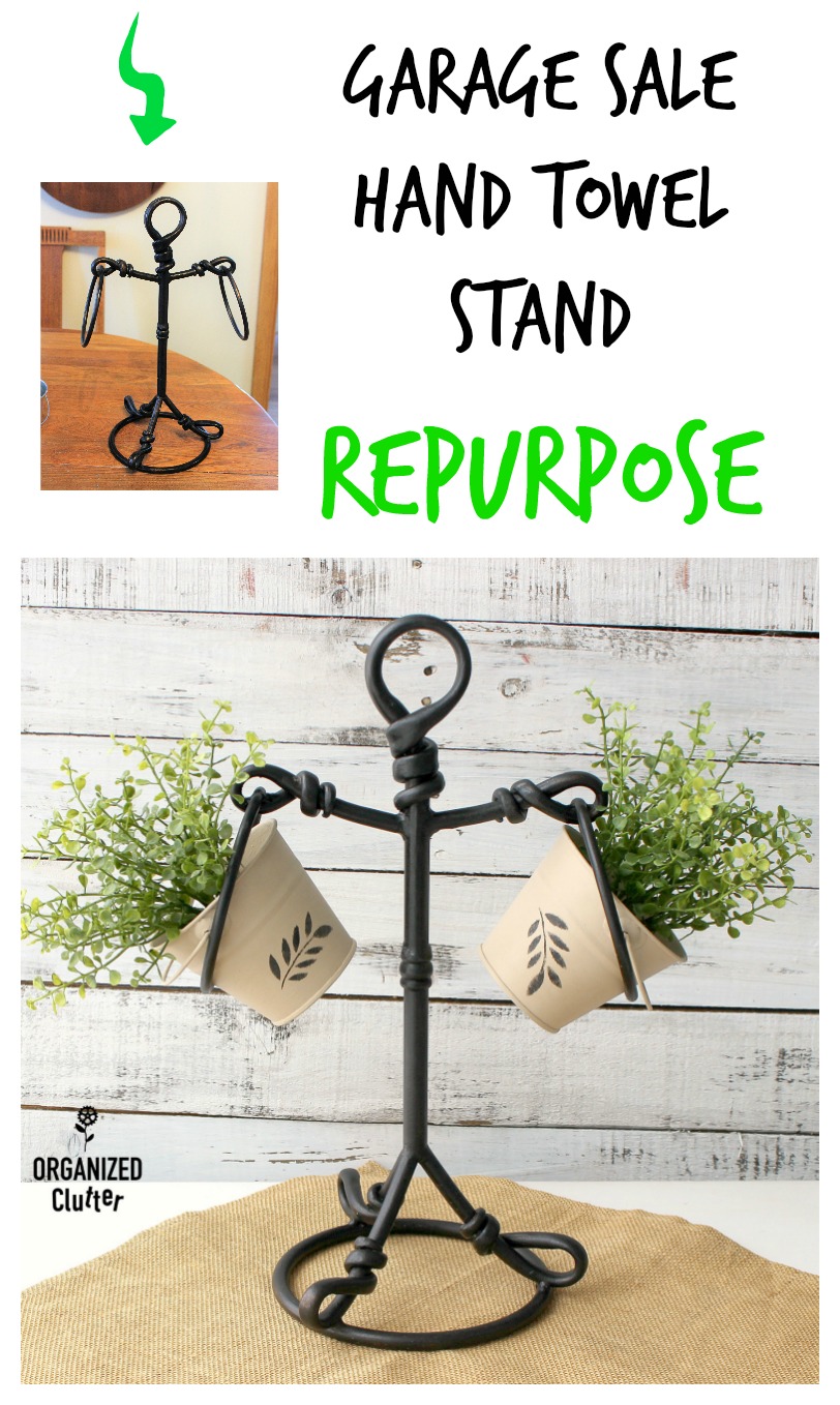 Garage Sale Iron Hand Towel Stand Repurposed Plant Stand - Organized ...