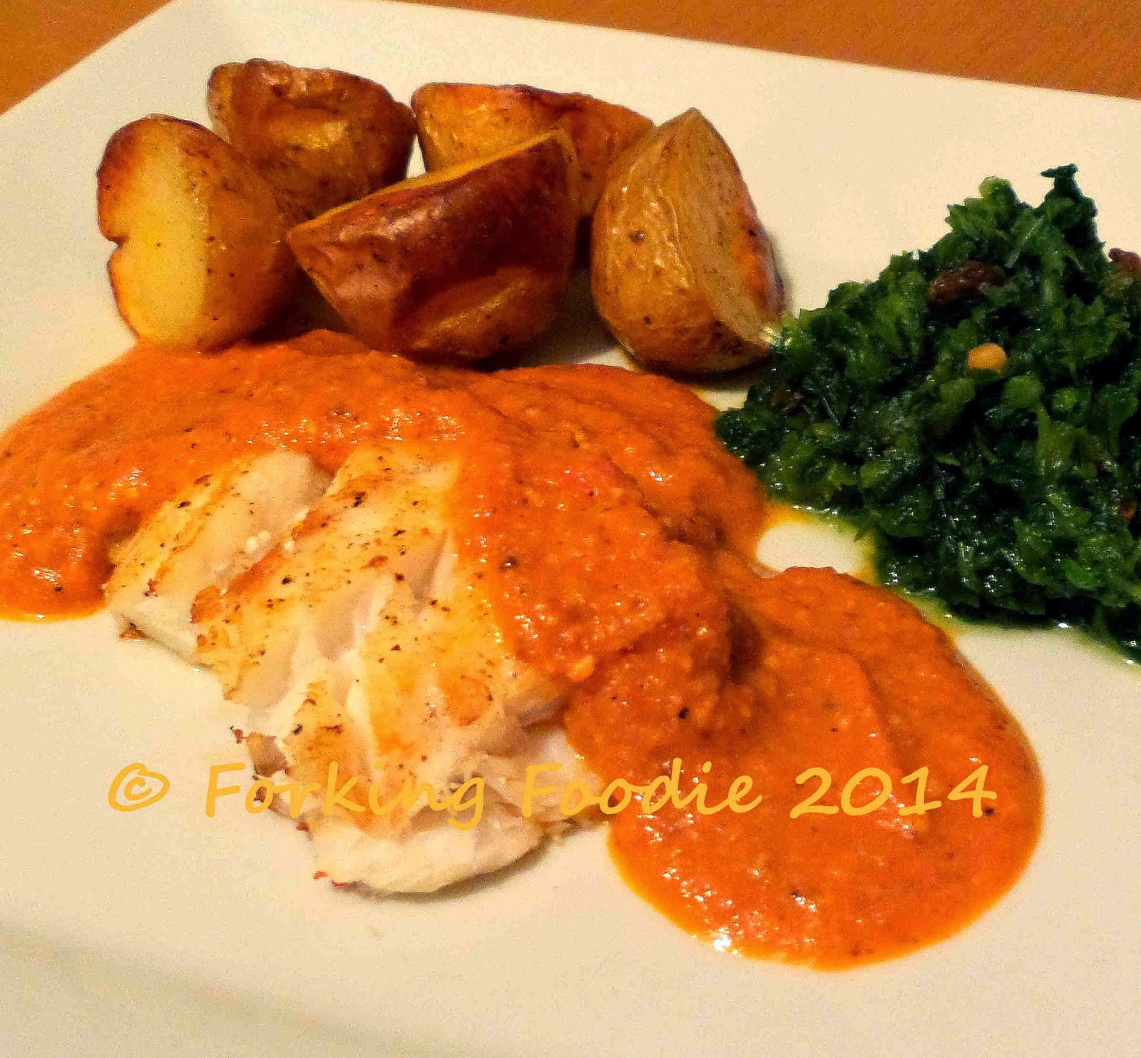 Forking Foodie: Cod with Romesco Sauce