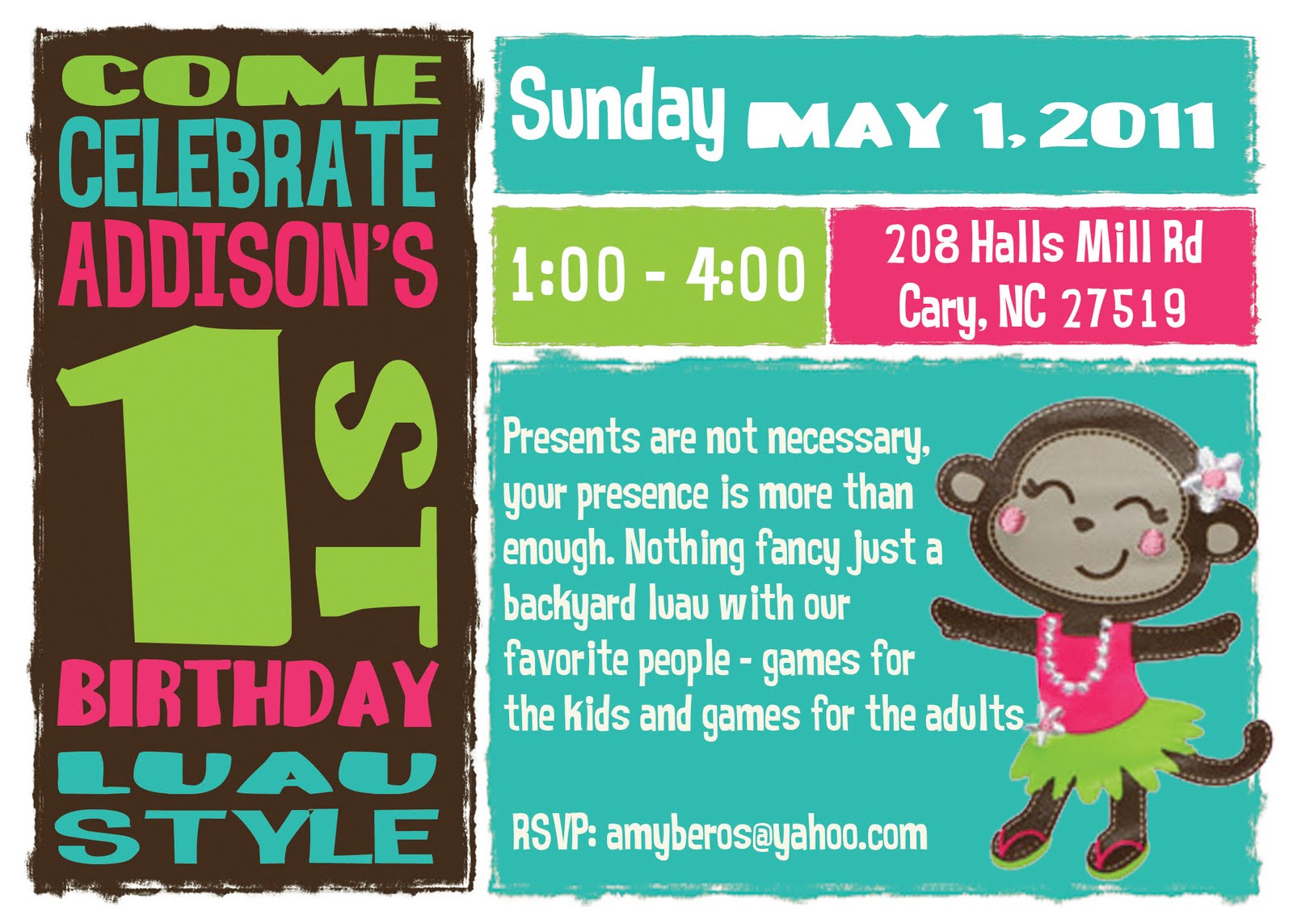 M. Warhola: Addison's 1st Birthday Invitations