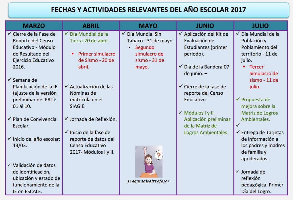 Actividades y concursos para el año escolar 2017 | PREGUNTALE AL PROFESOR