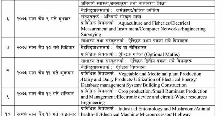 SLC Routine 2074 SLC 2075 Exam Routine - Questions and solutions