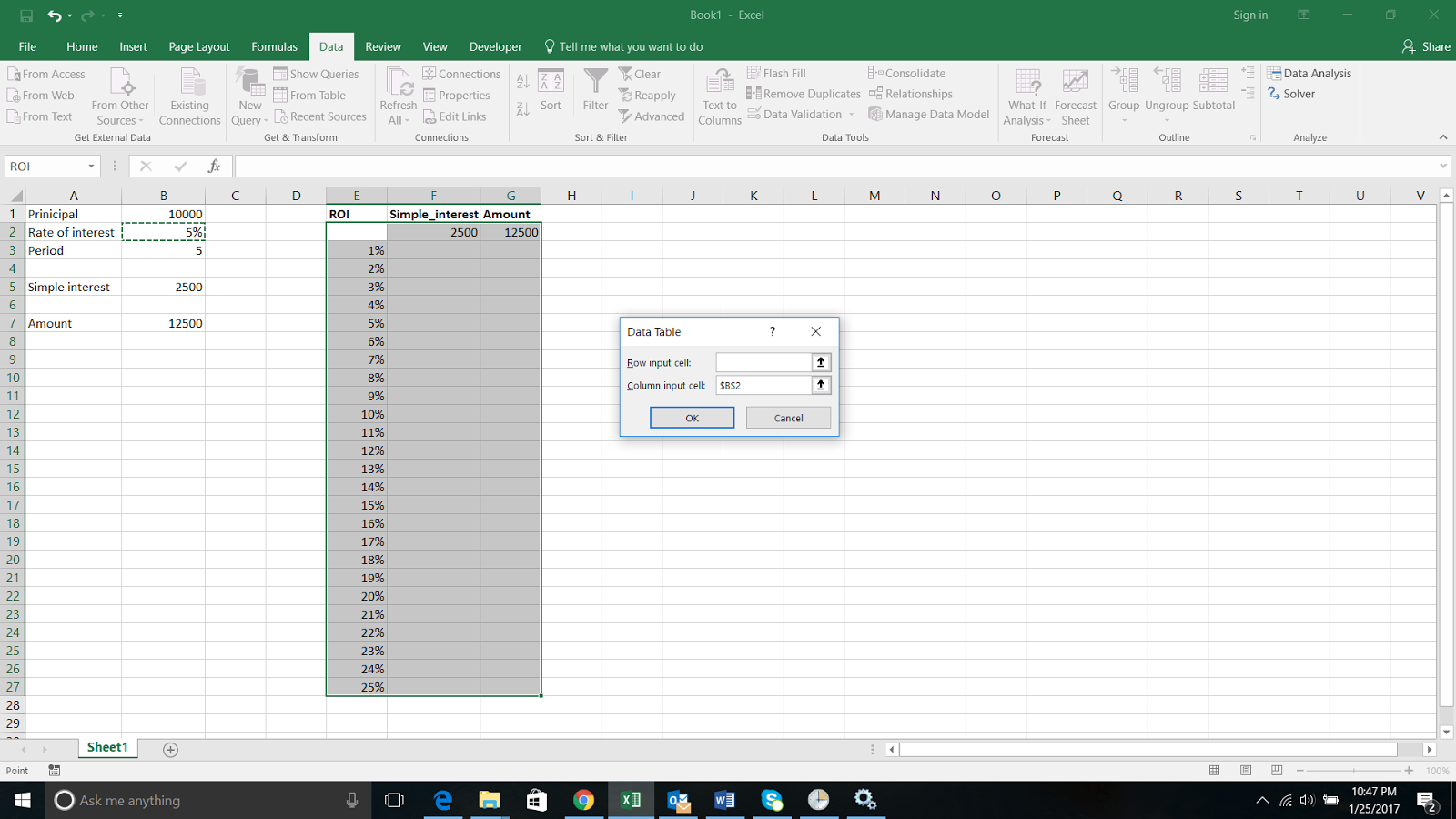 Sundar's blog: One way Data Table - Excel