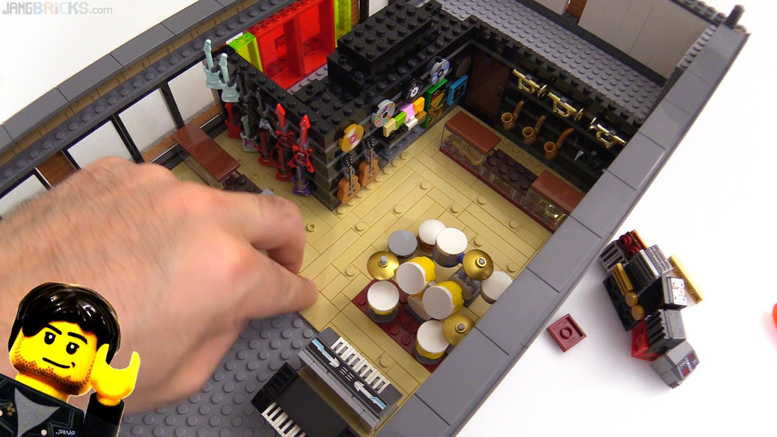 Custom LEGO music shop MOC progress continues