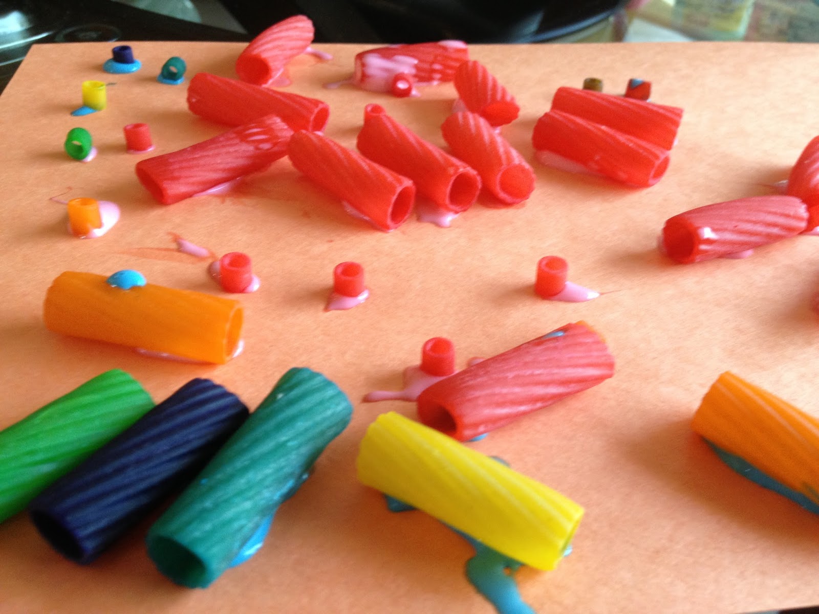 Two Much Fun: Rainbow Macaroni Art