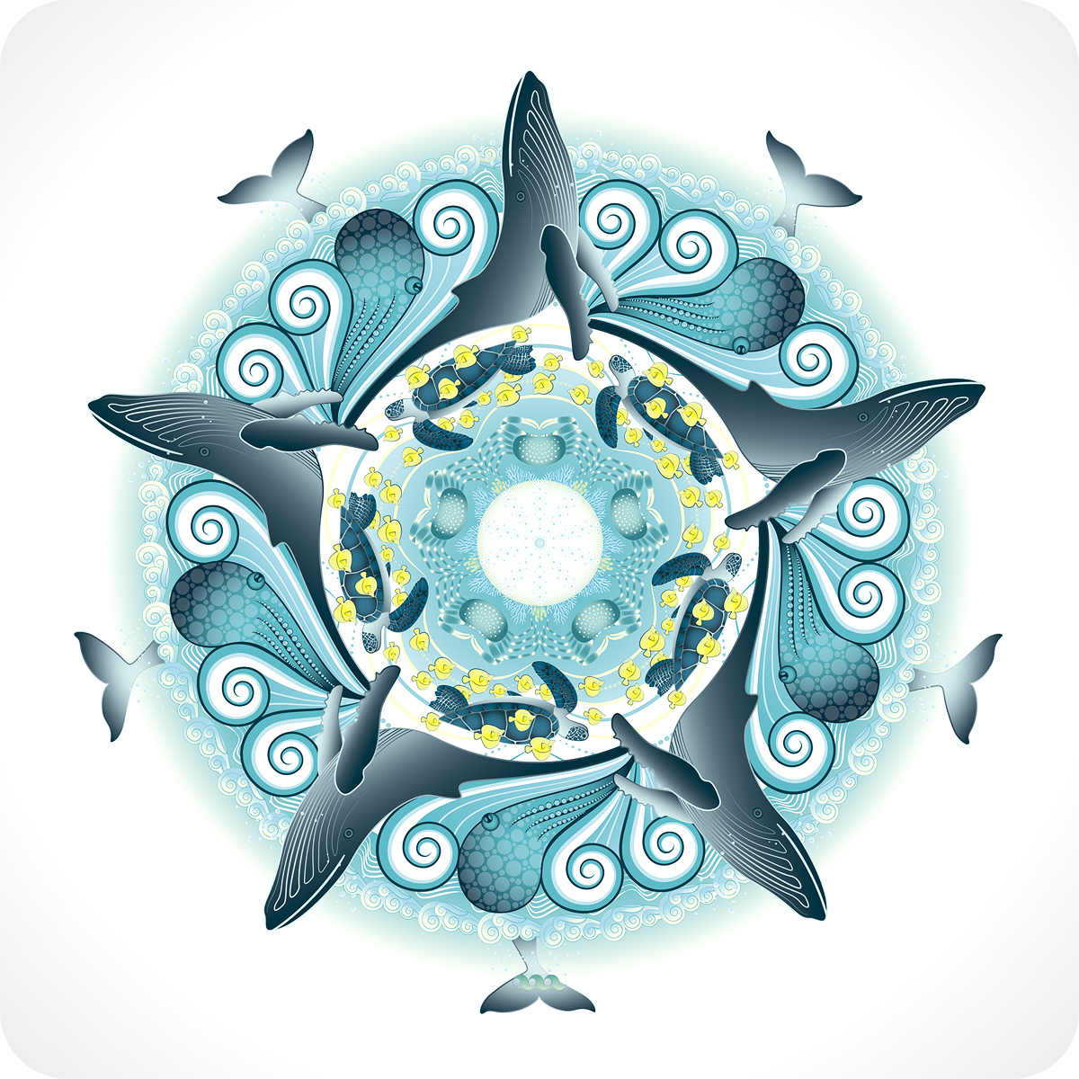 Mandalas Marinos realizados con gráficos vectoriales