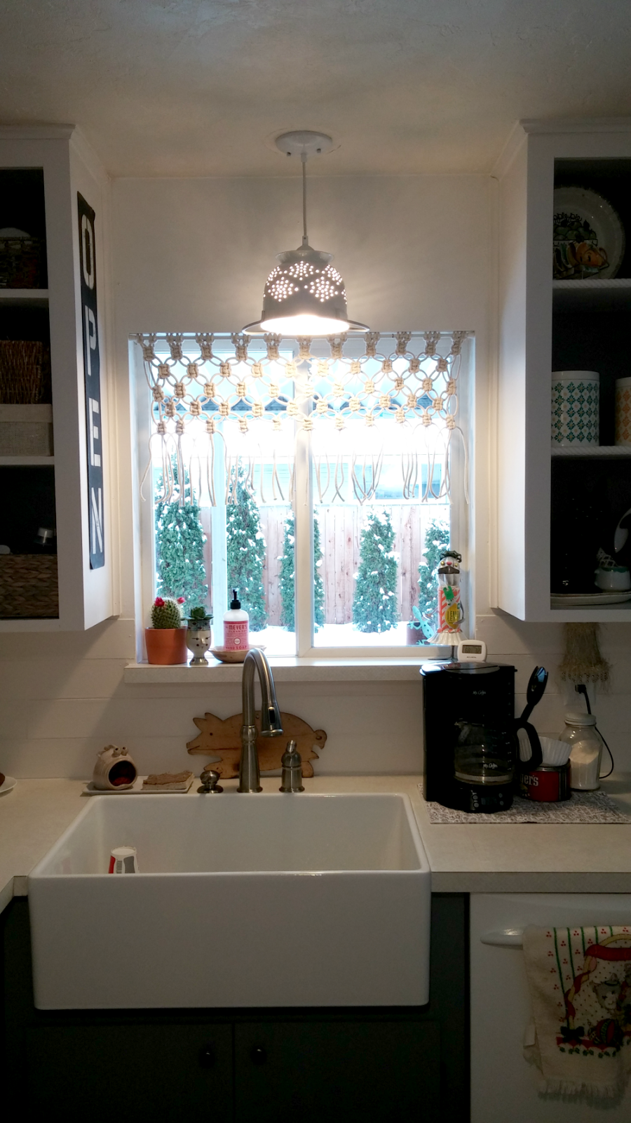 DIY Macrame Kitchen Curtain - Little Vintage Cottage