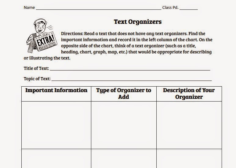 Literacy Station Inspiration: Text Organizers