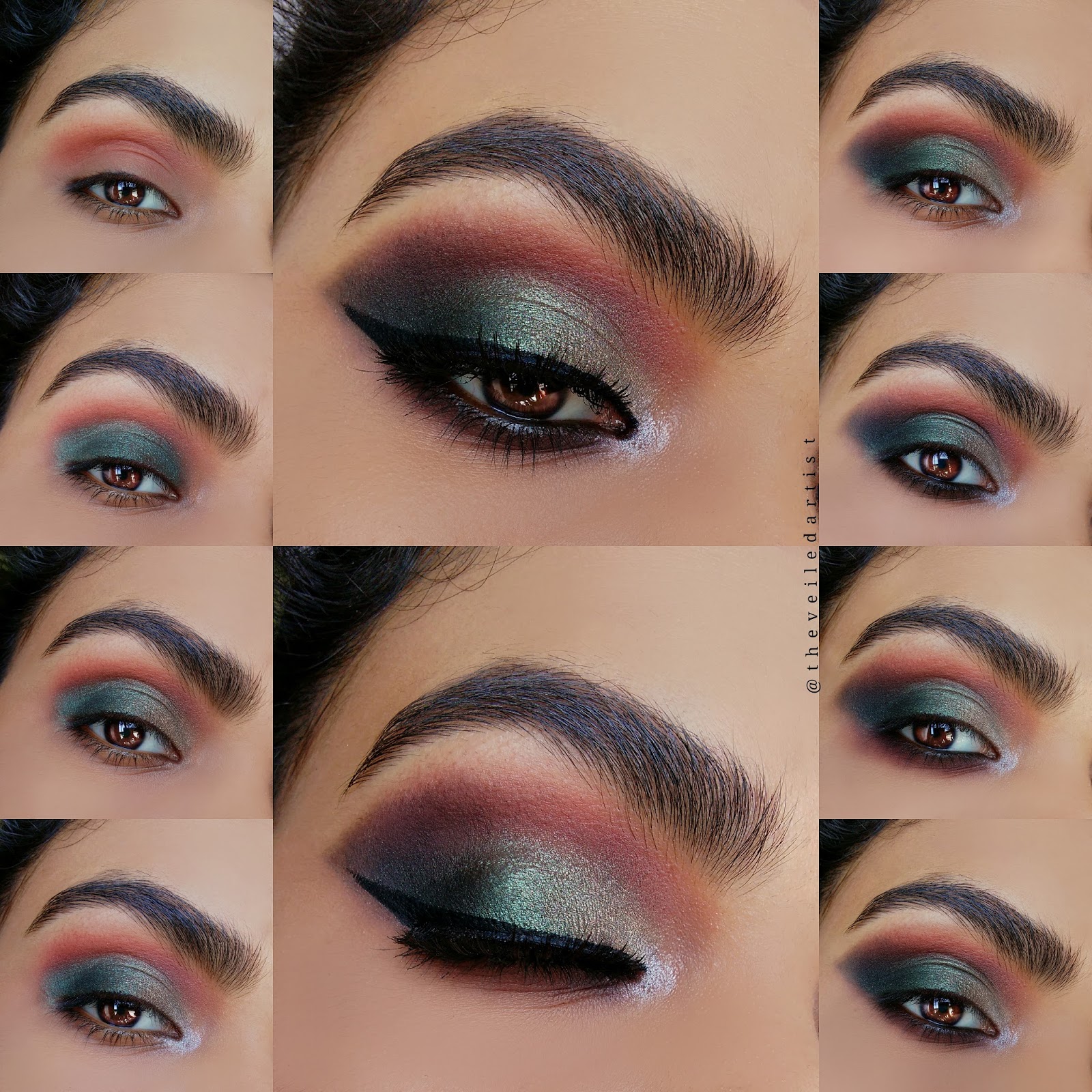 Gradient Green Shimmery Smokey Eyes Tutorial - The Veiled Artist