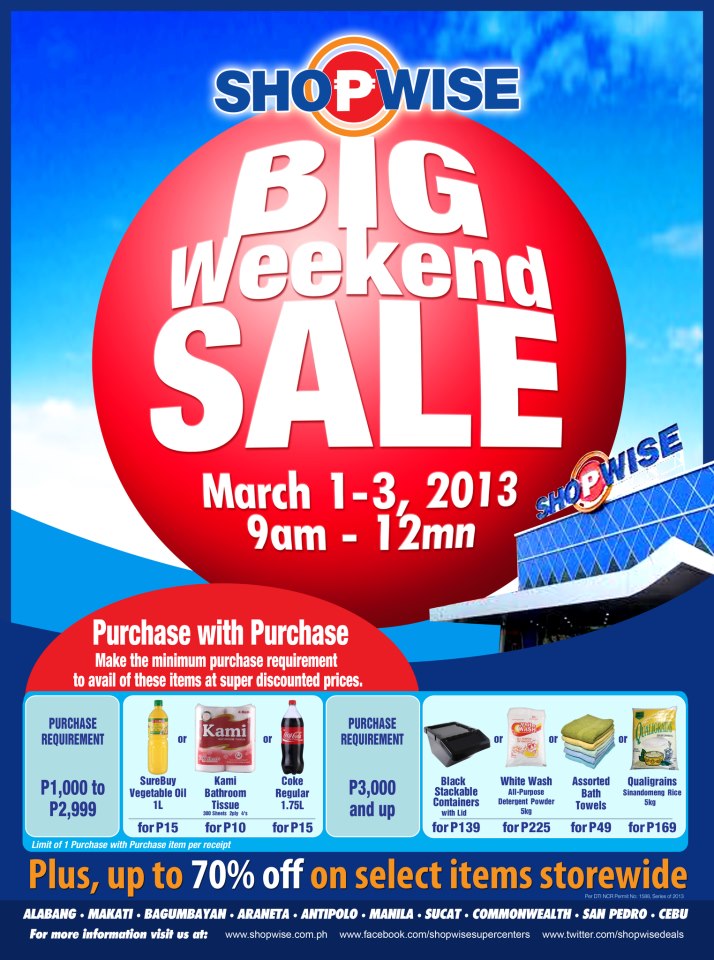 Manila Shopper: Shopwise Big Weekend SALE: Mar 2013