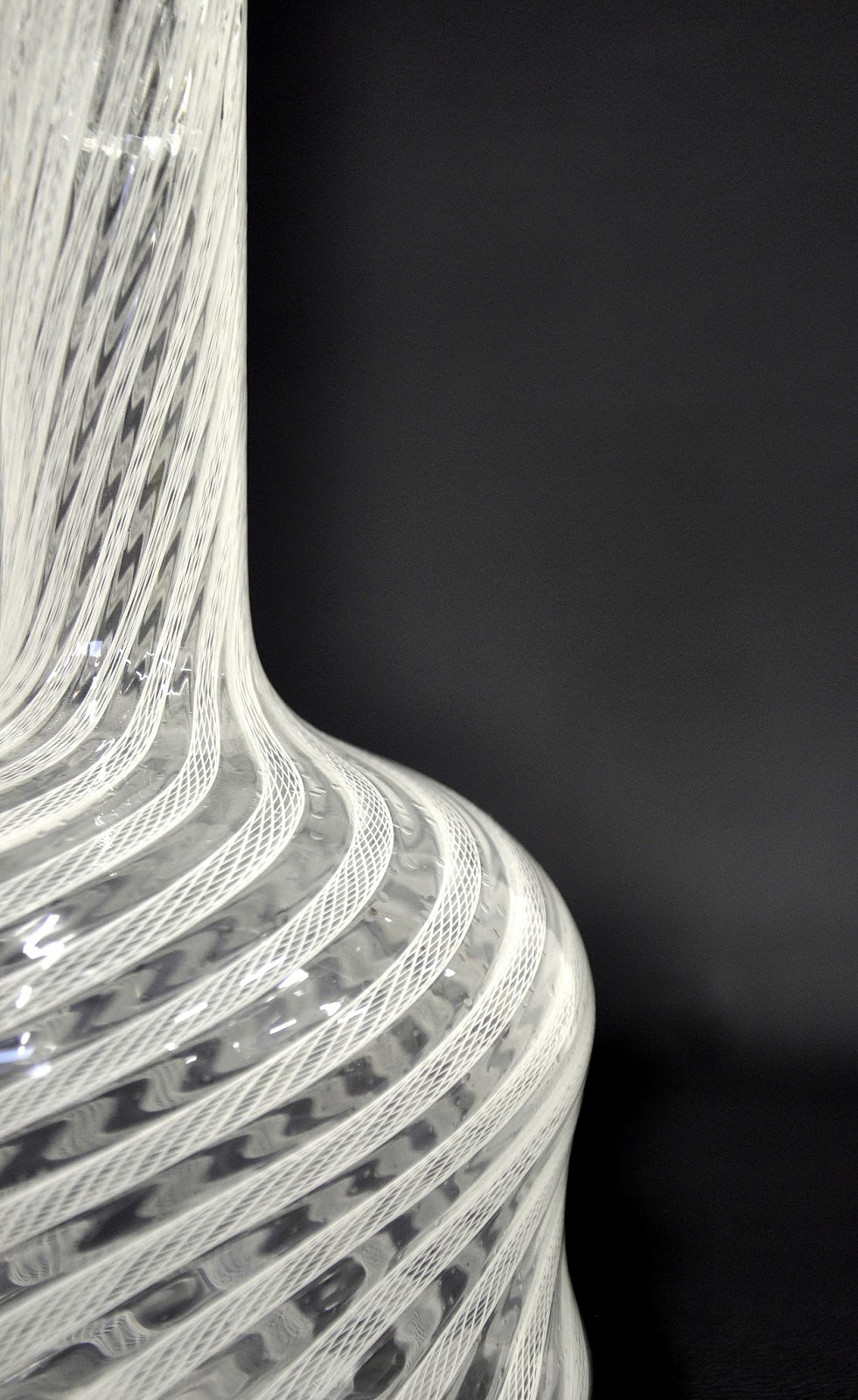 SELECT MODERN: Fratelli Toso Murano Glass Latticino Filigrana Decanter