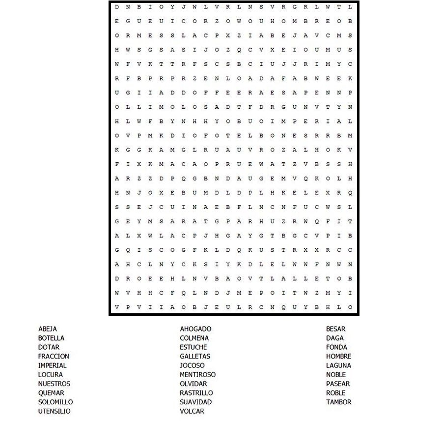 Pasatiempos para Imprimir: Sopa de Letras nº 63