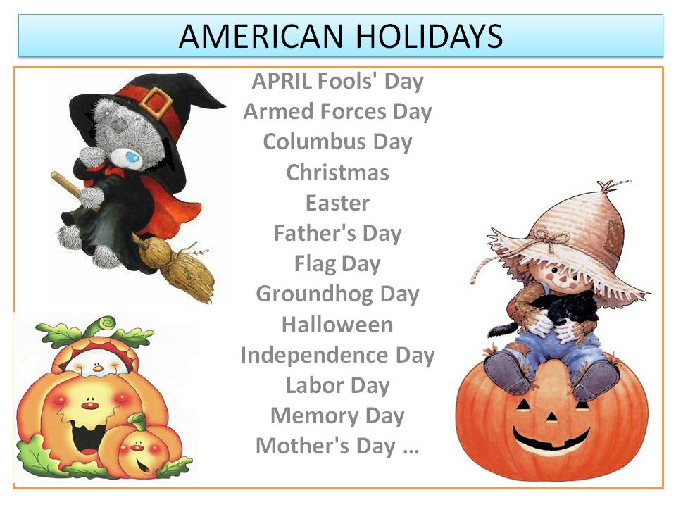 Literatura, gramática e inglês: AMERICAN HOLIDAYS