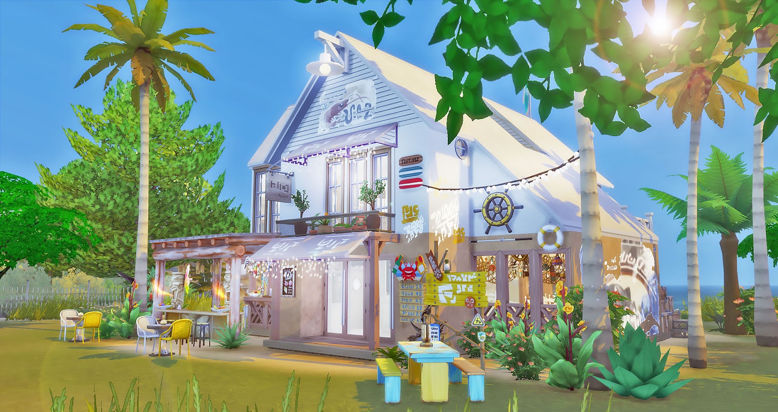 Sims 4 The Seafood Bar 海鮮餐廳 No CC [Ruby Red Sims]