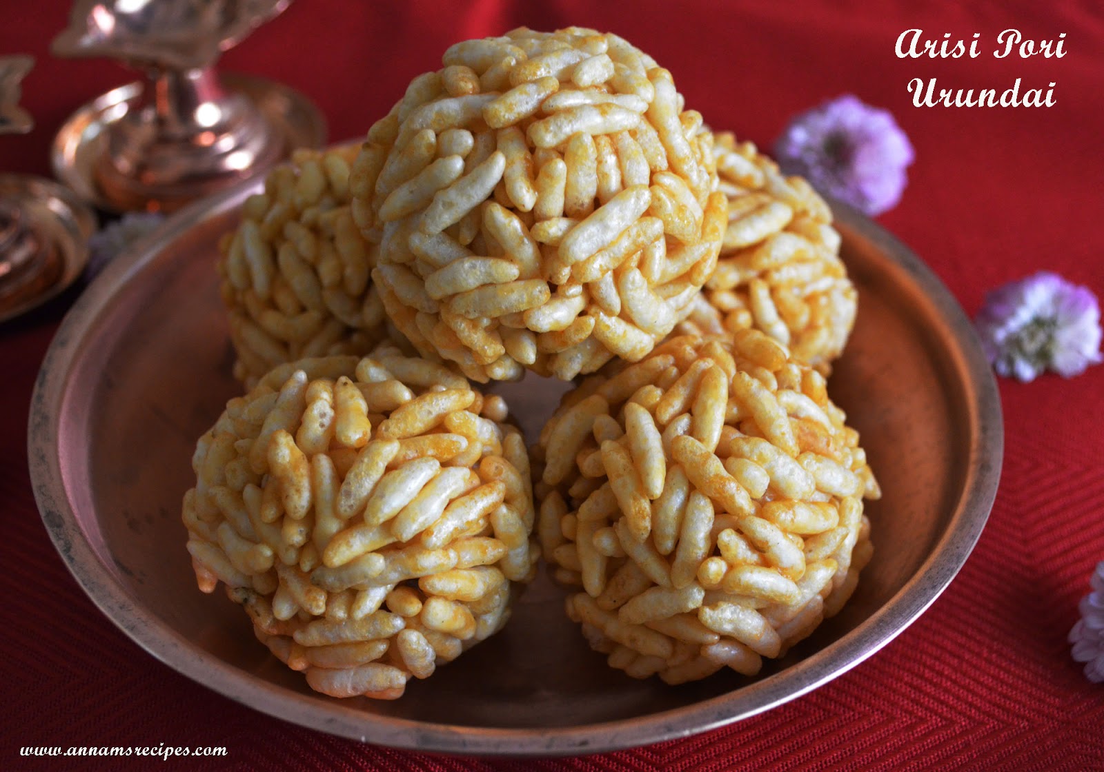Arisi Pori Urundai Recipe / Pori urundai - Annam's Recipes