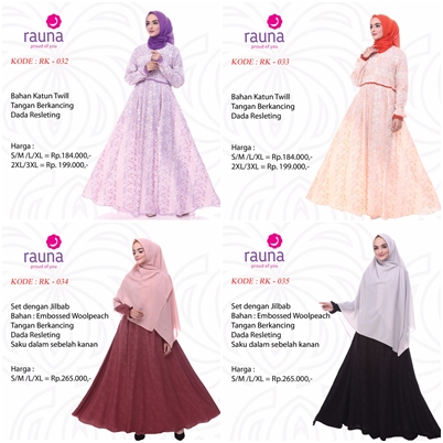 KOLEKSI GAMIS MUSLIMAH SYAR'I RAUNA RK 32,33,34,35