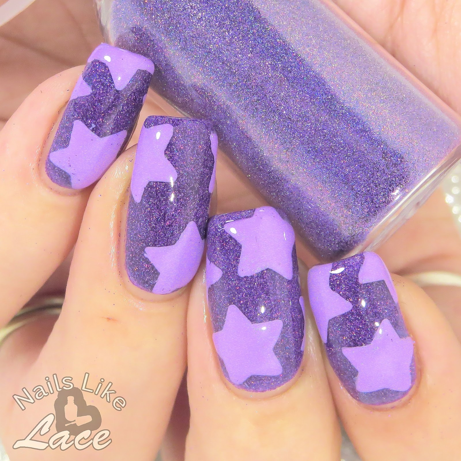 NailsLikeLace: Purple on Purple Holo with Stars