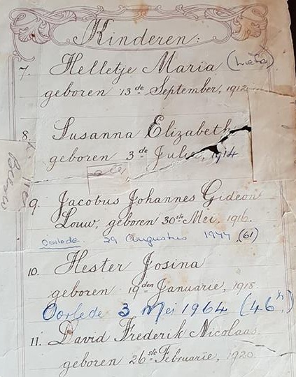 Familie-legkaart: g.3. Jacobus Johannes Gideon Louw NEL, geb. 23/03/1877