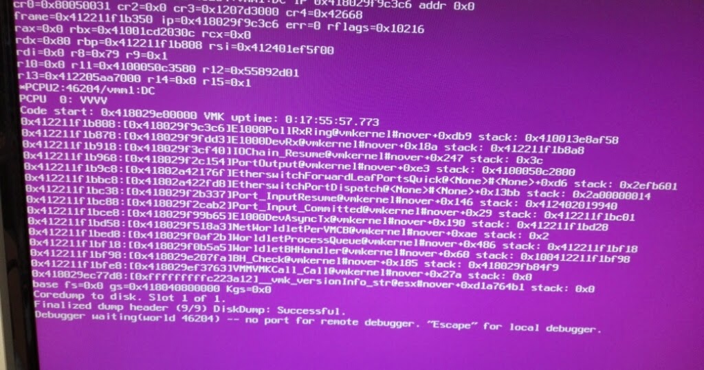 Chandler: VMware ESXi 5.x host experiences a purple diagnostic screen ...