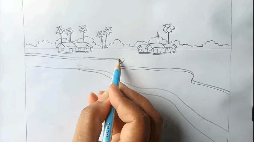 Sketsa Gambar Pemandangan Yang Simpel Terpopuler