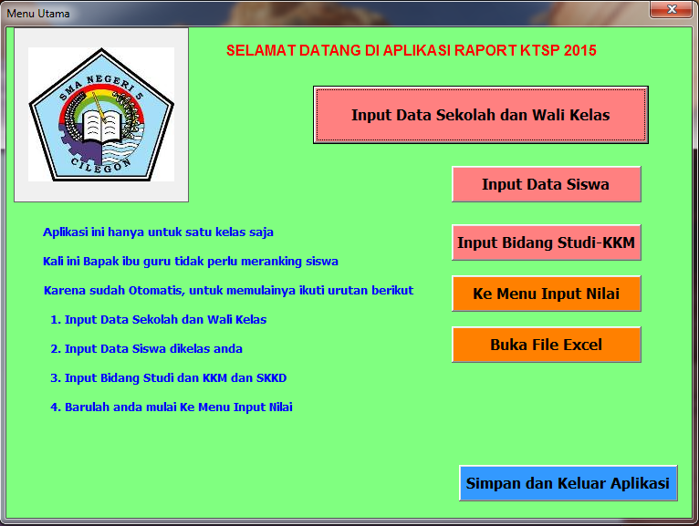 Aplikasi Raport SMA berbasis KTSP | If Excel