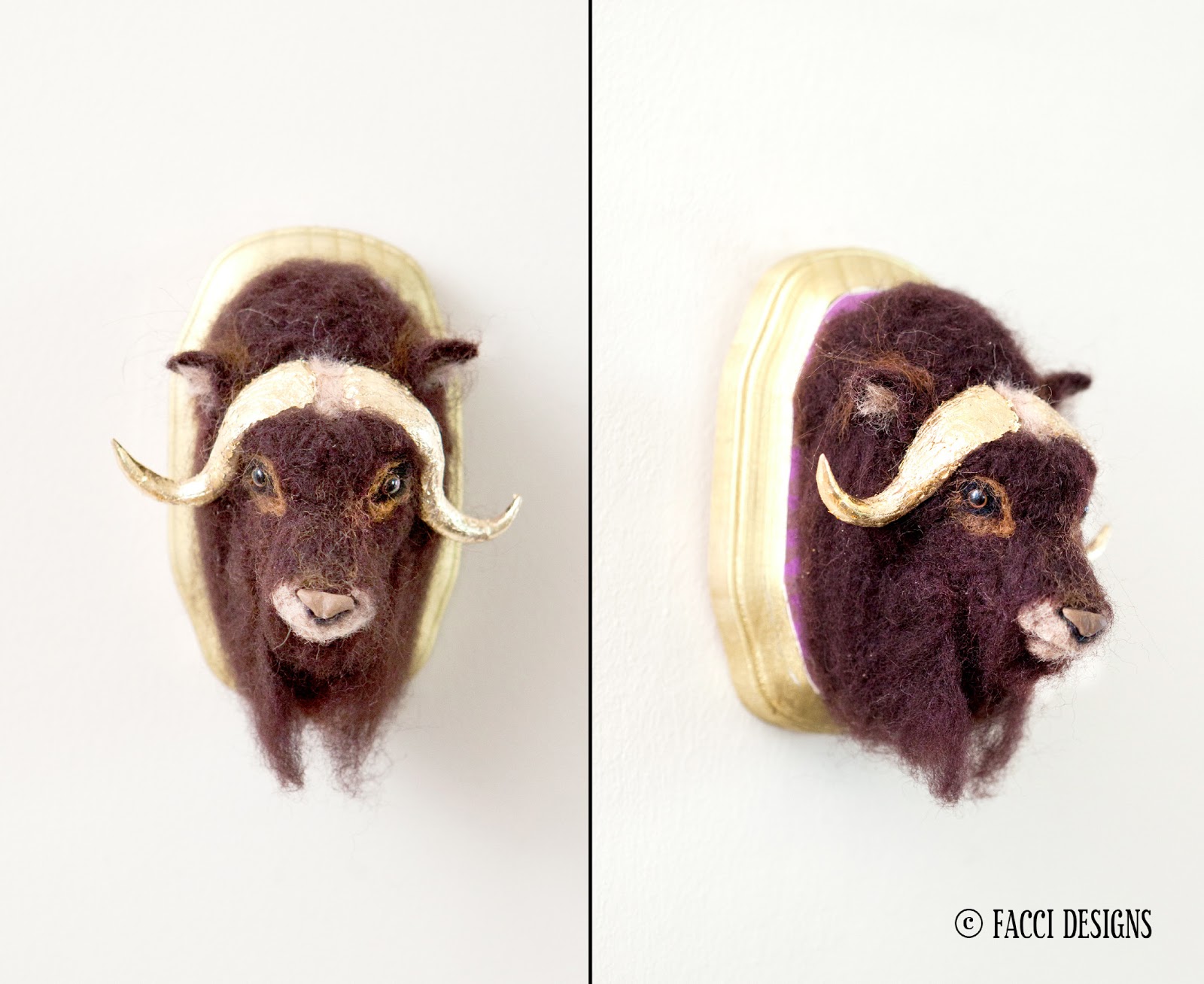 FACCI DESIGNS: Needle Felted Mounted Animals