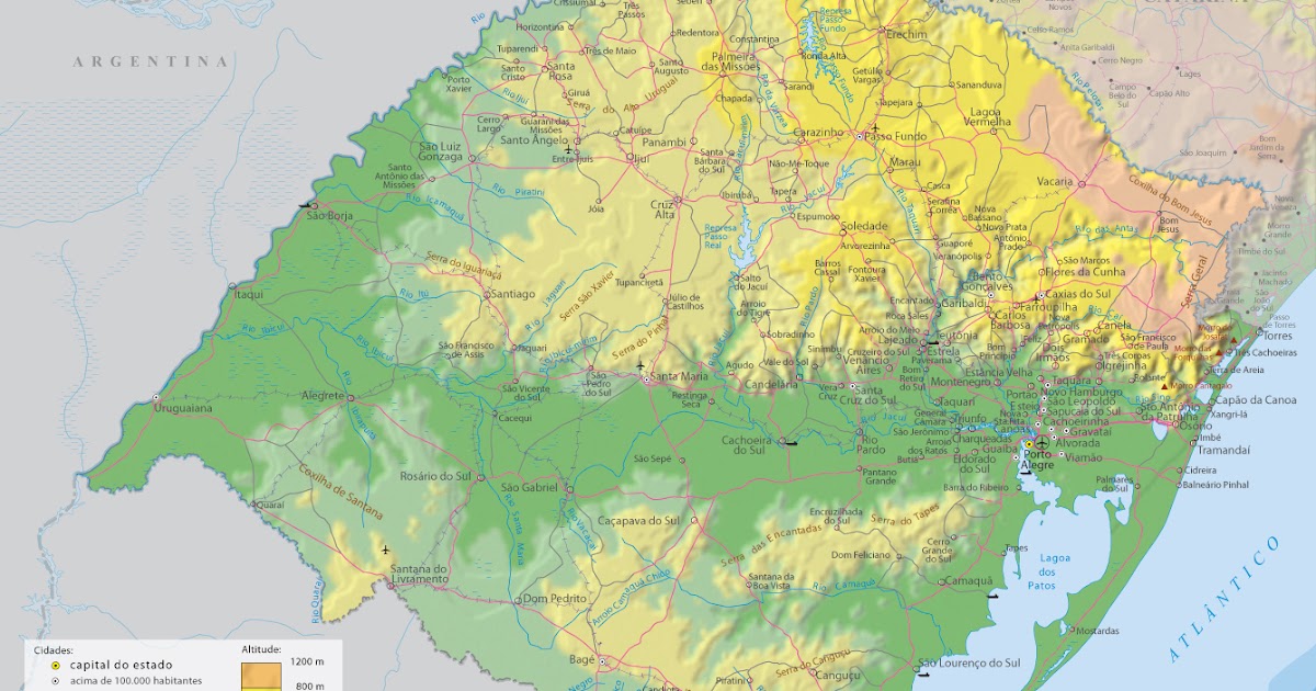 Mapa Físico do Estado do Rio Grande do Sul