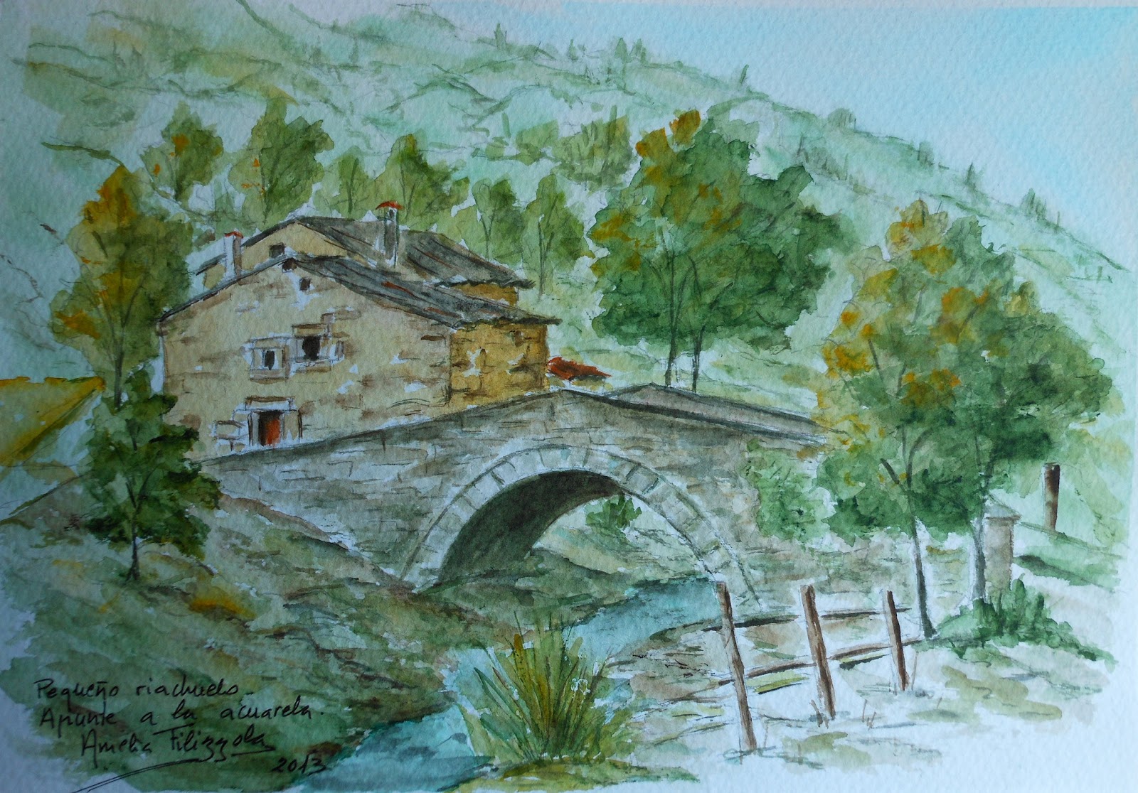 Amelia Filizzola. Dibujos.: Pequeño riachuelo