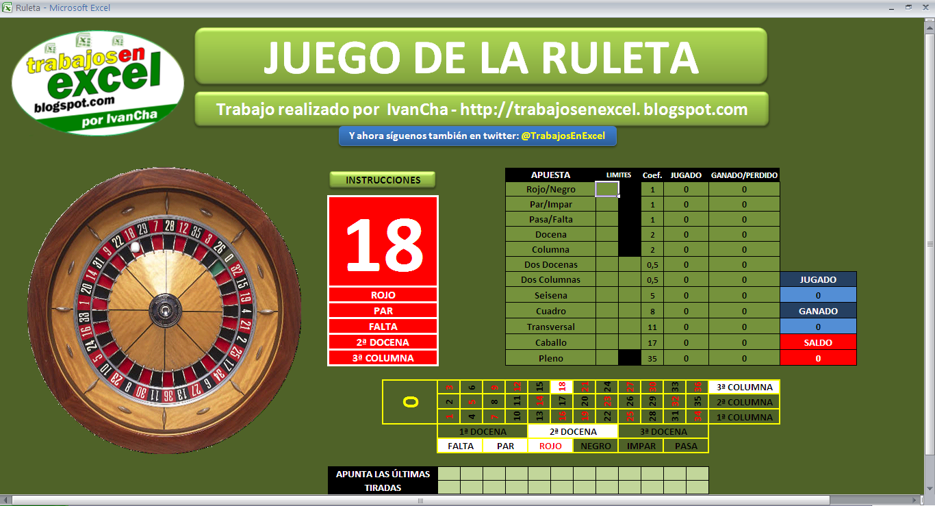 Trabajos en hojas de cálculo (Excel Templates) por Ivan Chacón: JUEGO ...