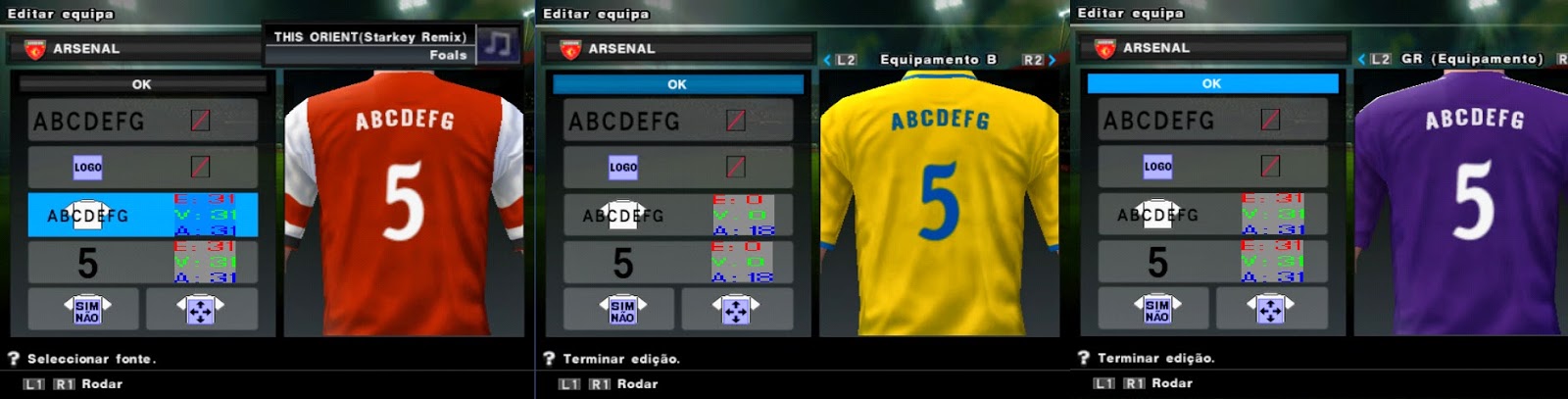 Uniforme Arsenal 2014 para PES 2014 de PS2