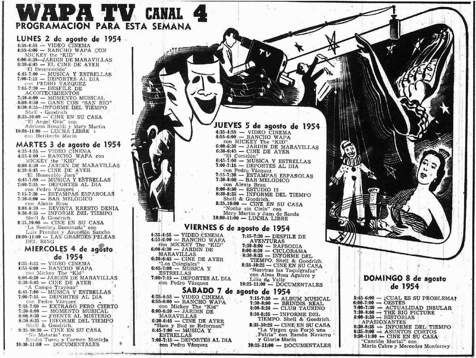 PR:así era nuestra TV la semana del 2 al 8 de agosto de 1954 - Foro de ...