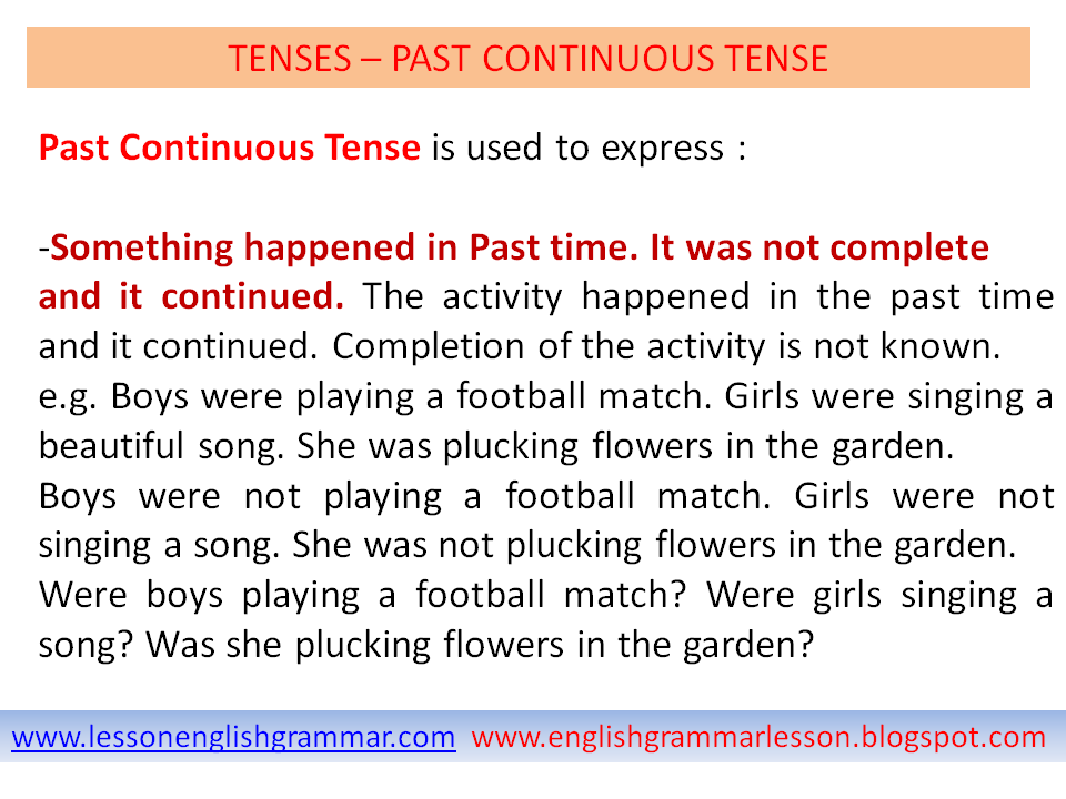 English Learning Made Easy & Simple: PAST CONTINUOUS TENSE