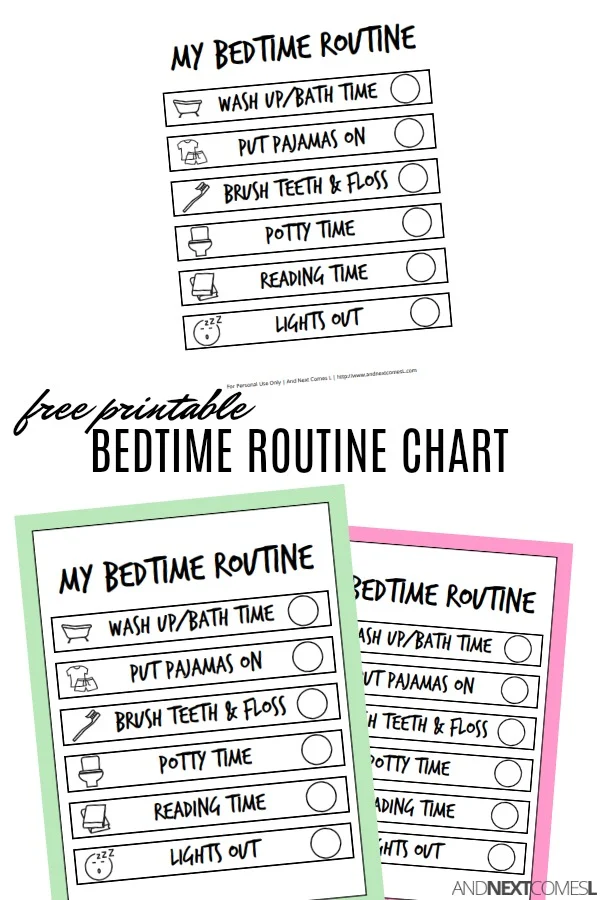 Free Printable Bedtime Visual Routine Chart for Kids | And Next Comes L ...