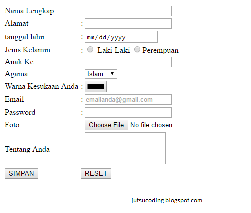 Membuat form dengan html5 - Jutse Coding
