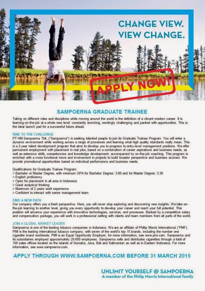 PT HM Sampoerna Tbk - Fresh Graduate Trainee Program Sampoerna March ...