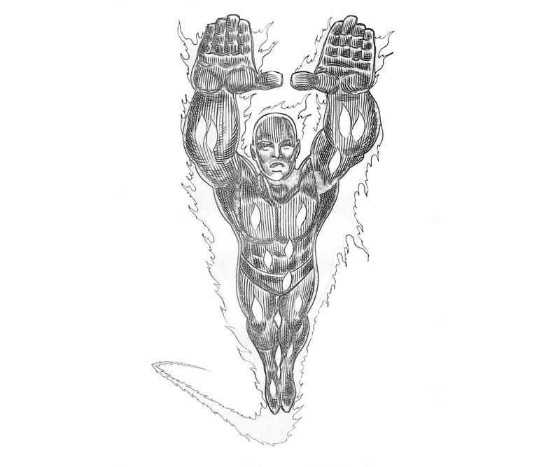 Human Torch Standing Coloring Pages Coloring Pages