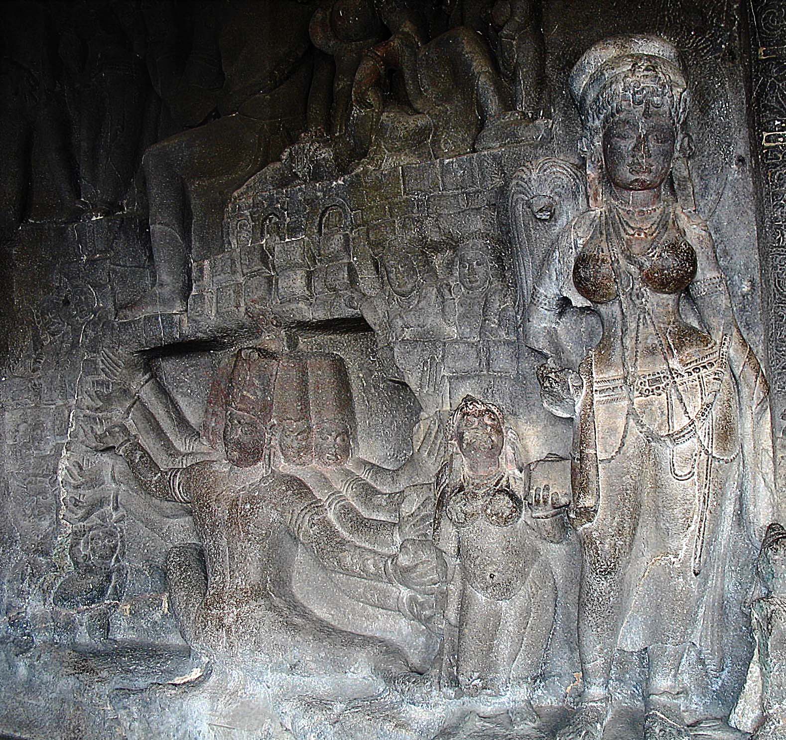 Stock Pictures: Ellora Frescoes and Sculptures