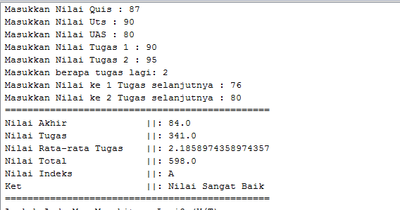 Bank Java: Program Java Nilai Total Quis, UAS, UTS dan Tugas dengan ...