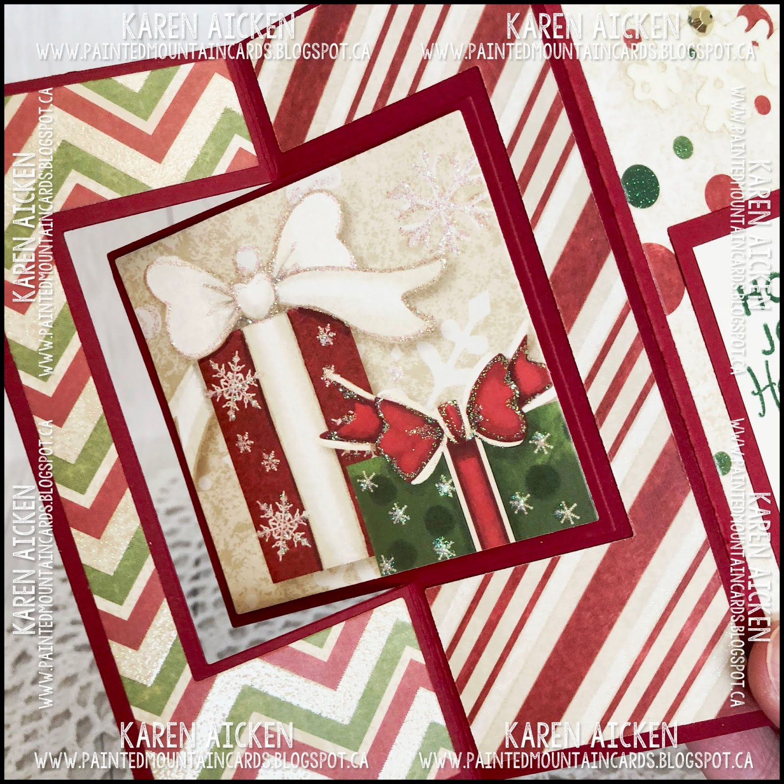 Painted Mountain Cards: Holiday Package Lever Card and Bonus Flat Card