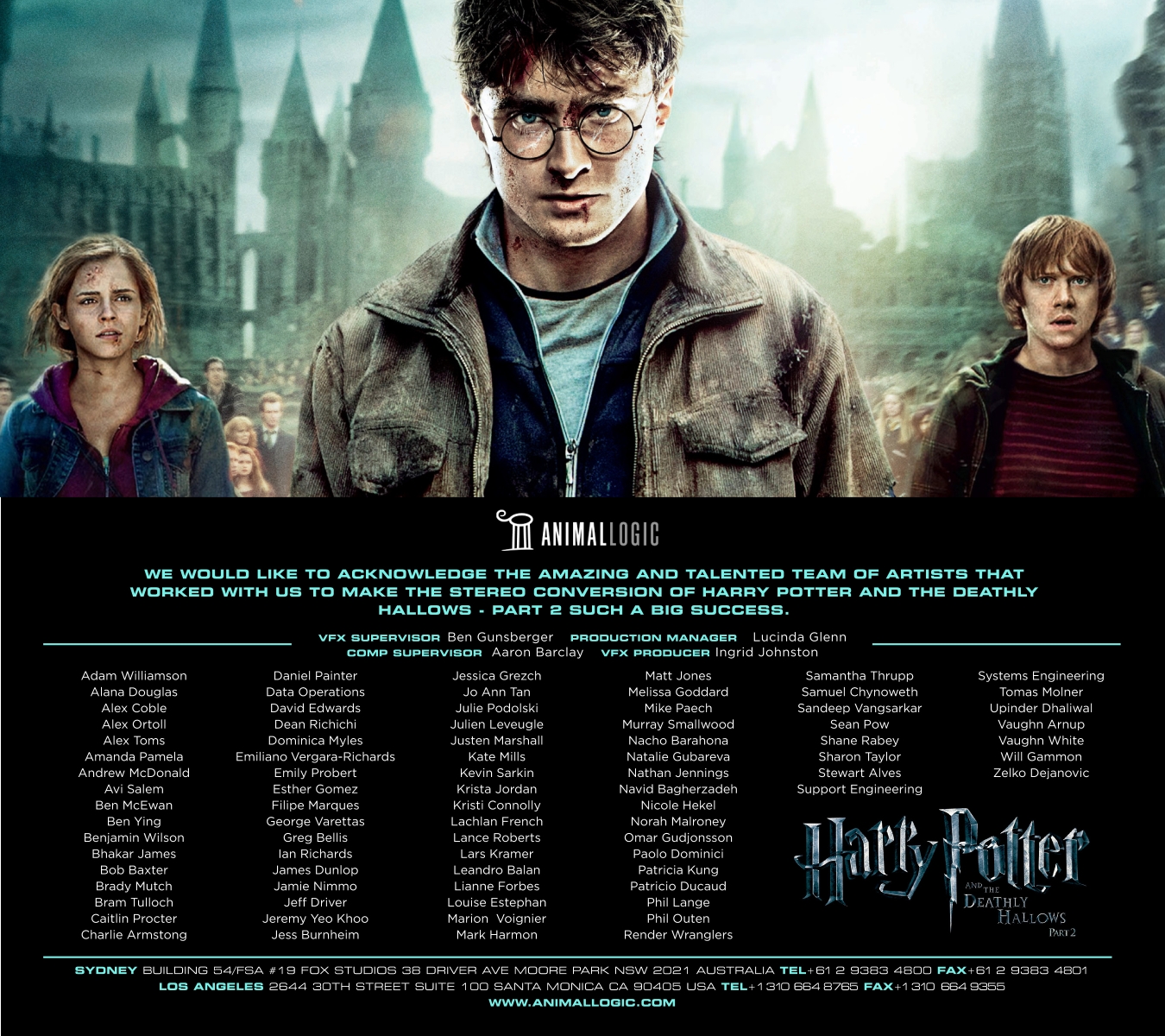 George Varettas: Credits For Harry Potter 7 Part 2