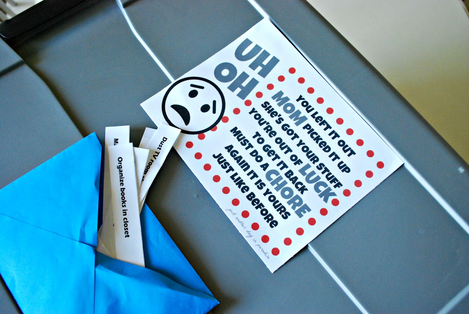 Larissa Another Day: Uh Oh Box Chore List