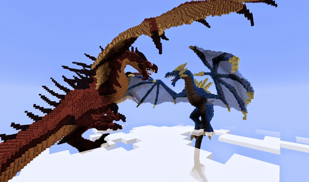 Fotos de Minecraft: combate entre dragones