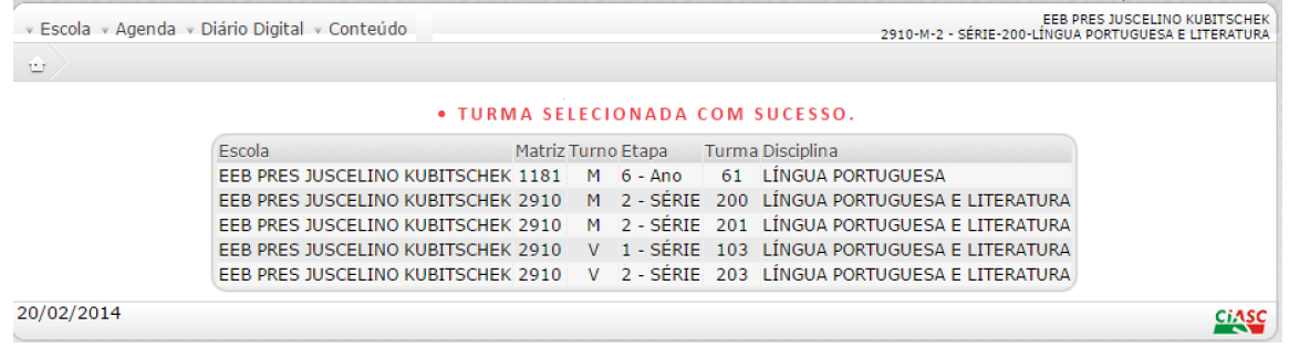 Professor On Line : Como selecionar uma turma?