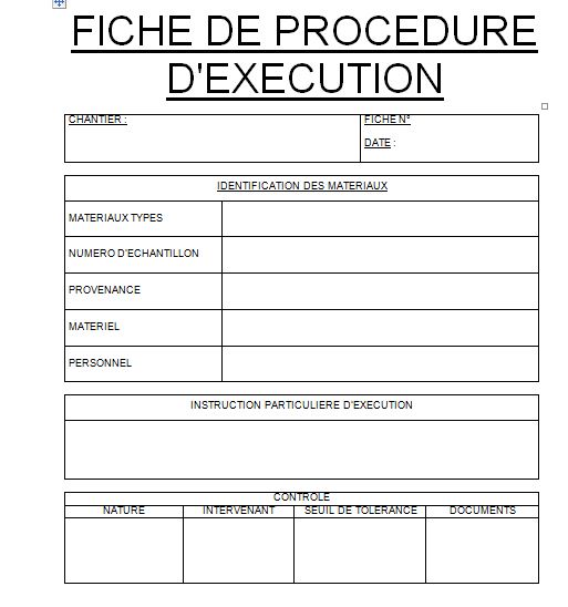 Fiche de procédure d'exécution chantiers génie civil | Cours génie ...