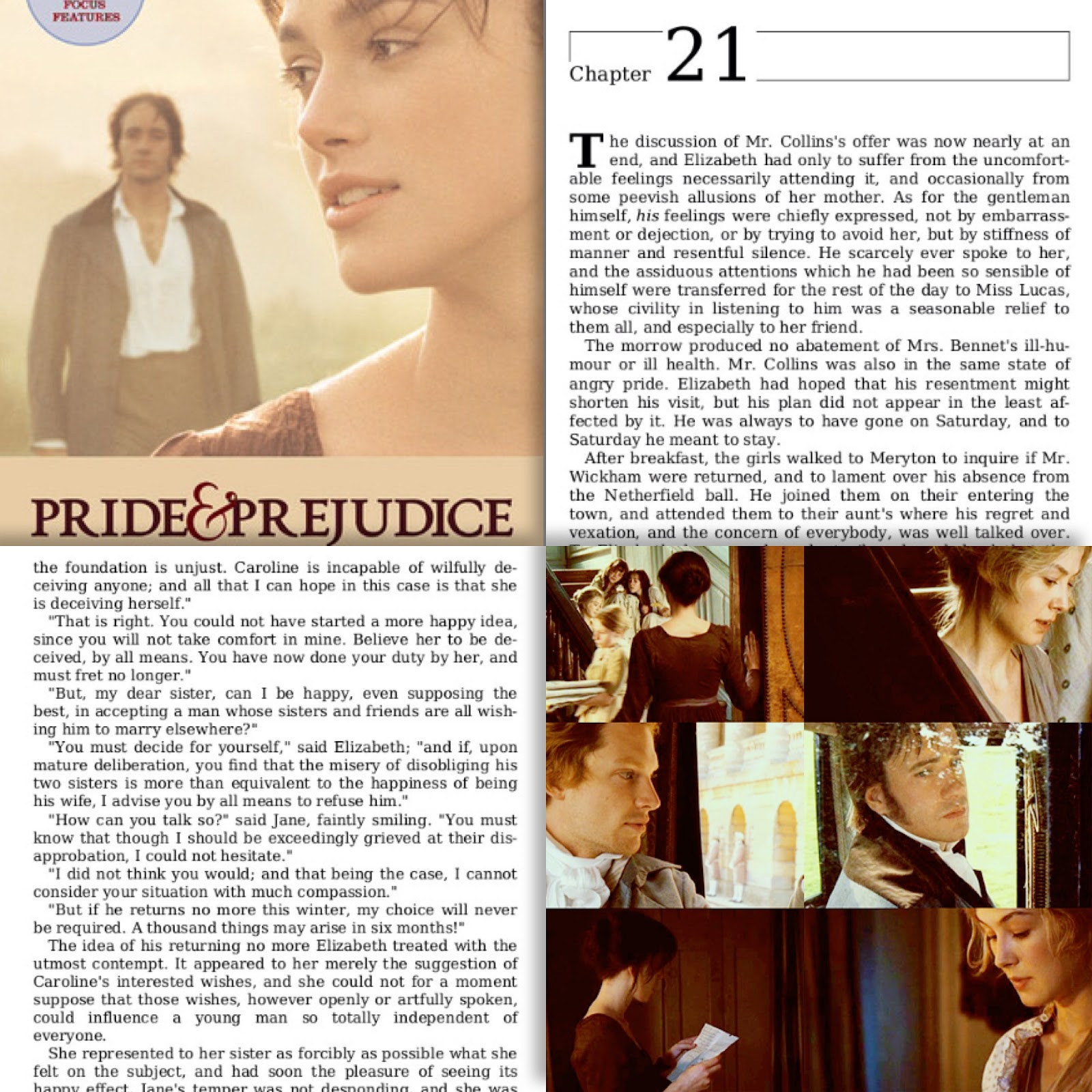 Pride and Prejudice Quotes from Novel to Film (Chapter 21)